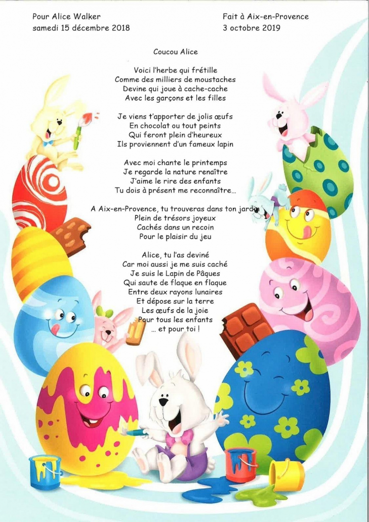 Poème personnalisé au rimes du prénom de votre enfant pâques